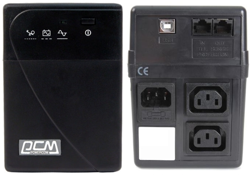 ДБЖ Powercom BNT-600AP, Lin.int., AVR, 2 x IEC, USB, пластик (00210085 ...